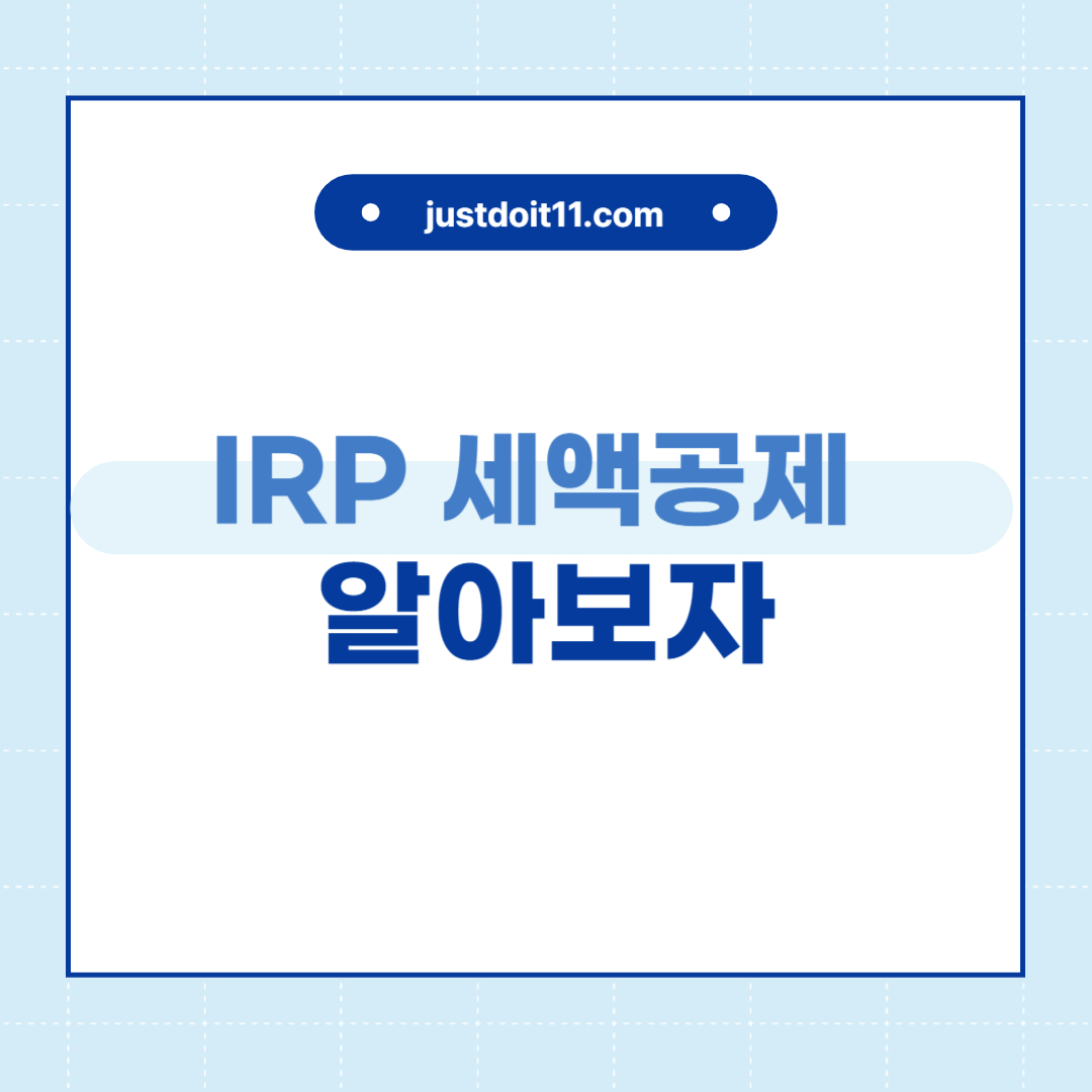 IRP 세액공제 알아보자1 - JUST DO IT